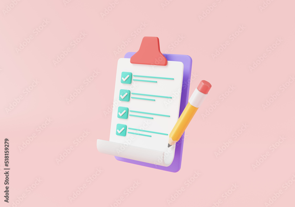 Checklist with pencil on pink background. fast checklist, Planning and ...