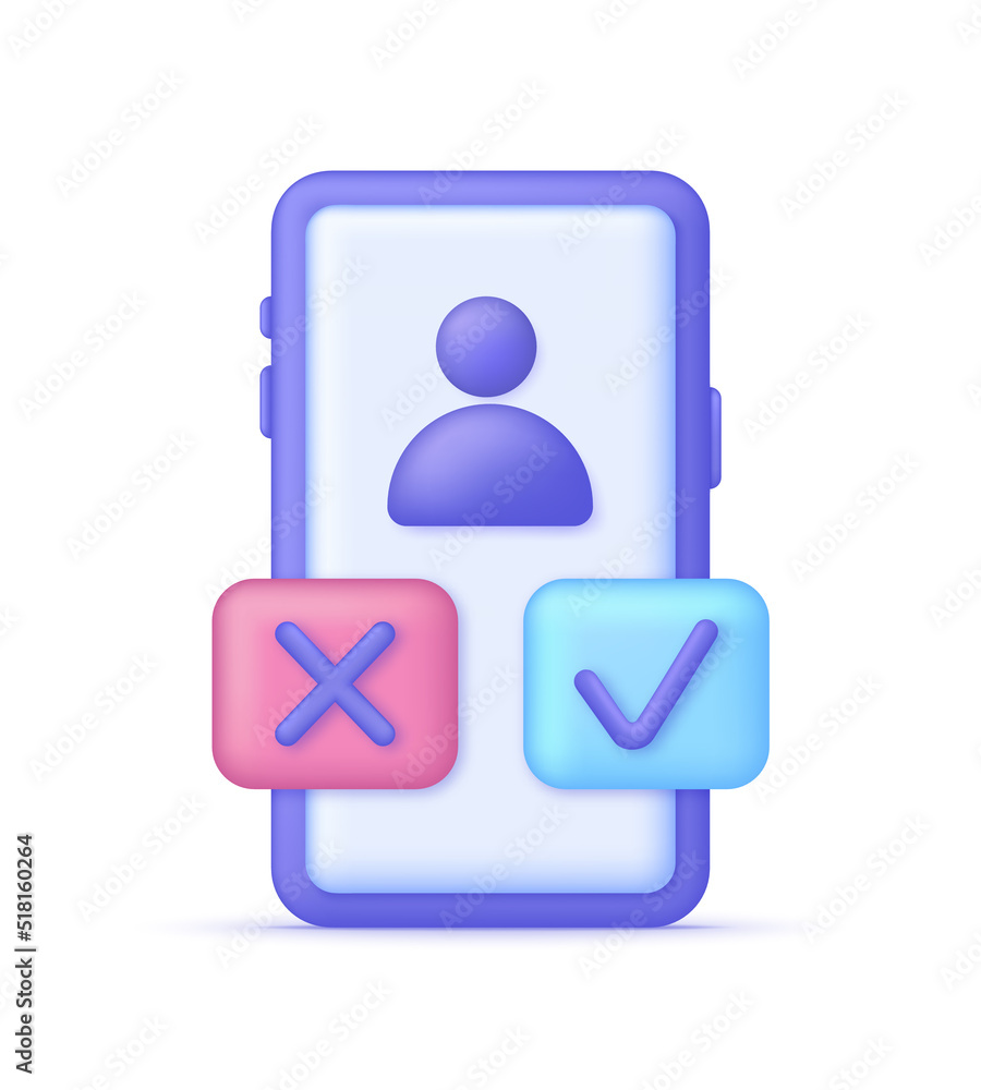 3D Incoming video call illustration. The concept of receiving phone ...