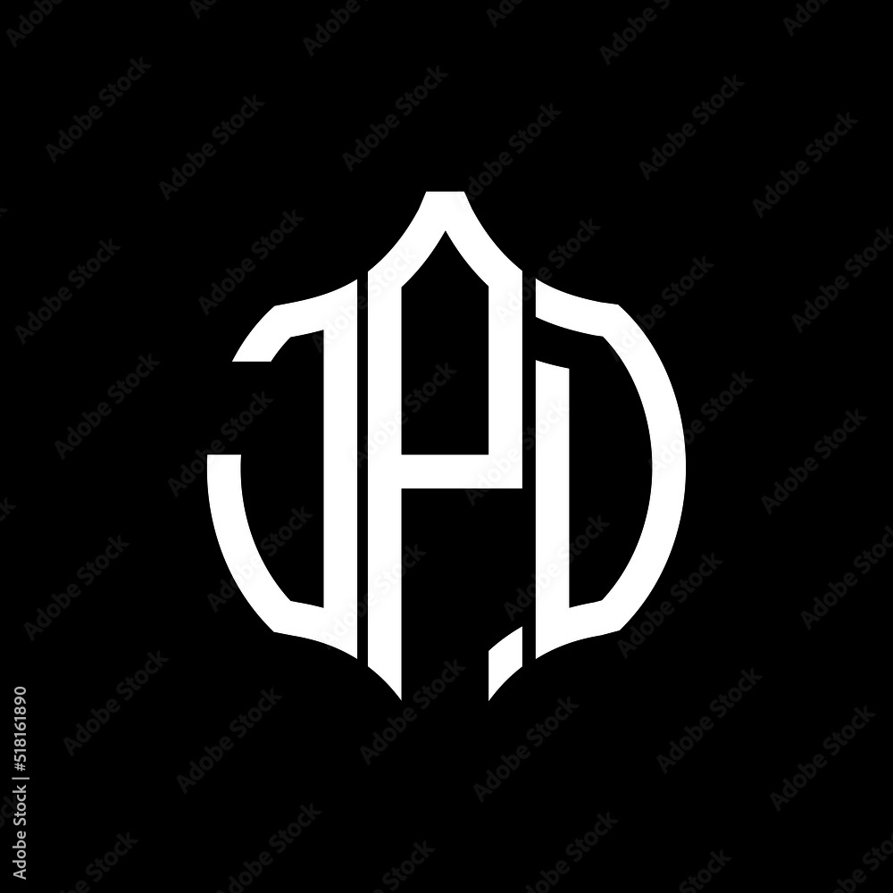 JPD letter logo. JPD best black background vector image. JPD Monogram ...