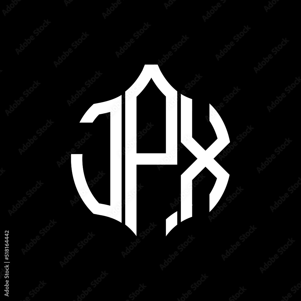 JPX letter logo. JPX best black background vector image. JPX Monogram ...