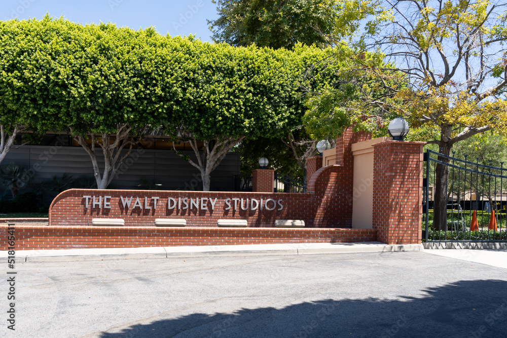 Burbank, California, USA - July 6, 2022: Walt Disney Studios sign is ...