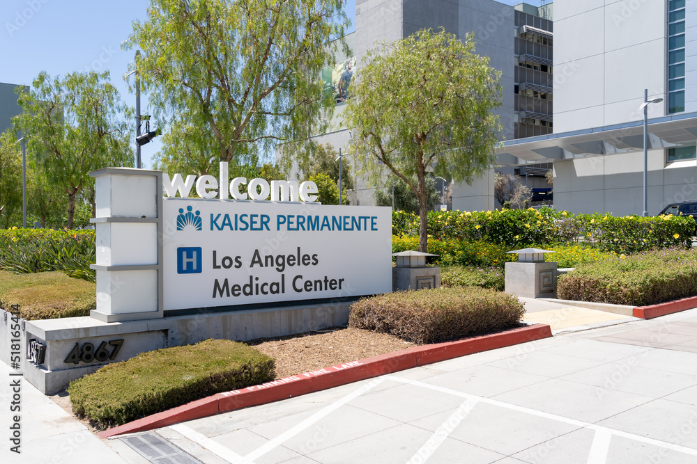Los Angeles, CA, USA - July 6, 2022: The ground sign for Kaiser ...