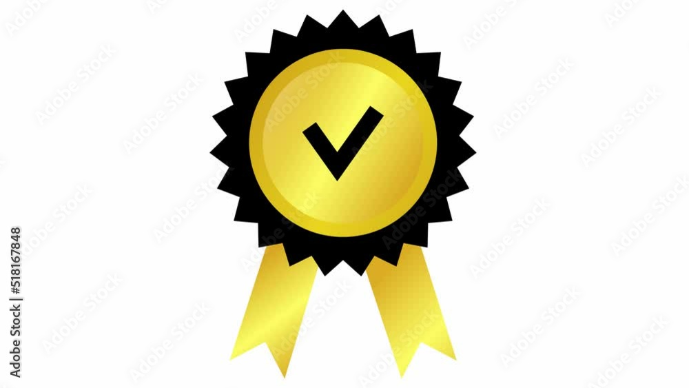 Animated gold and black quality mark. Approved or certified icon in a ...