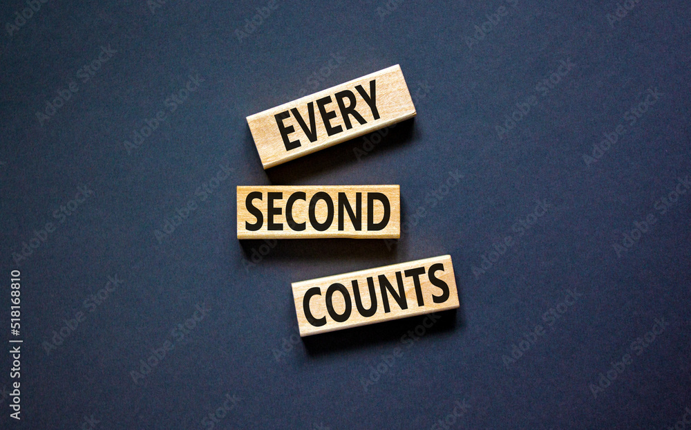 Every second counts symbol. Concept words Every second counts on wooden ...