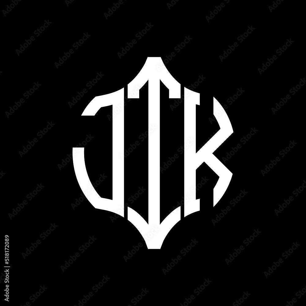 JTK letter logo. JTK best black background vector image. JTK Monogram logo design for ...
