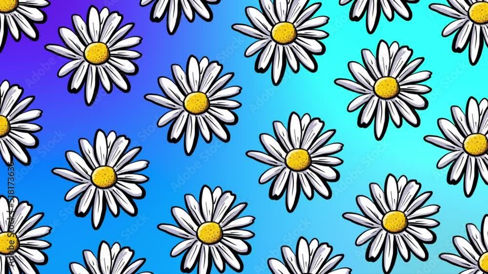 Animated hand drawn daisy pattern design. Daisy flower animation. 4k ...