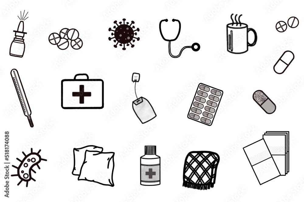 17x Erkältung Grippe Corona Infekt Krank - Set - Icons, Zeichen ...