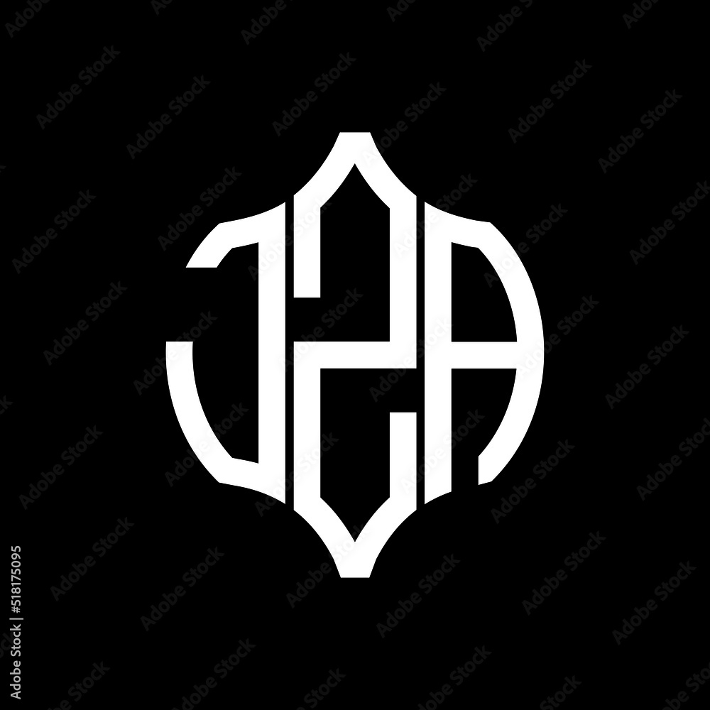 JZA letter logo. JZA best black background vector image. JZA Monogram ...