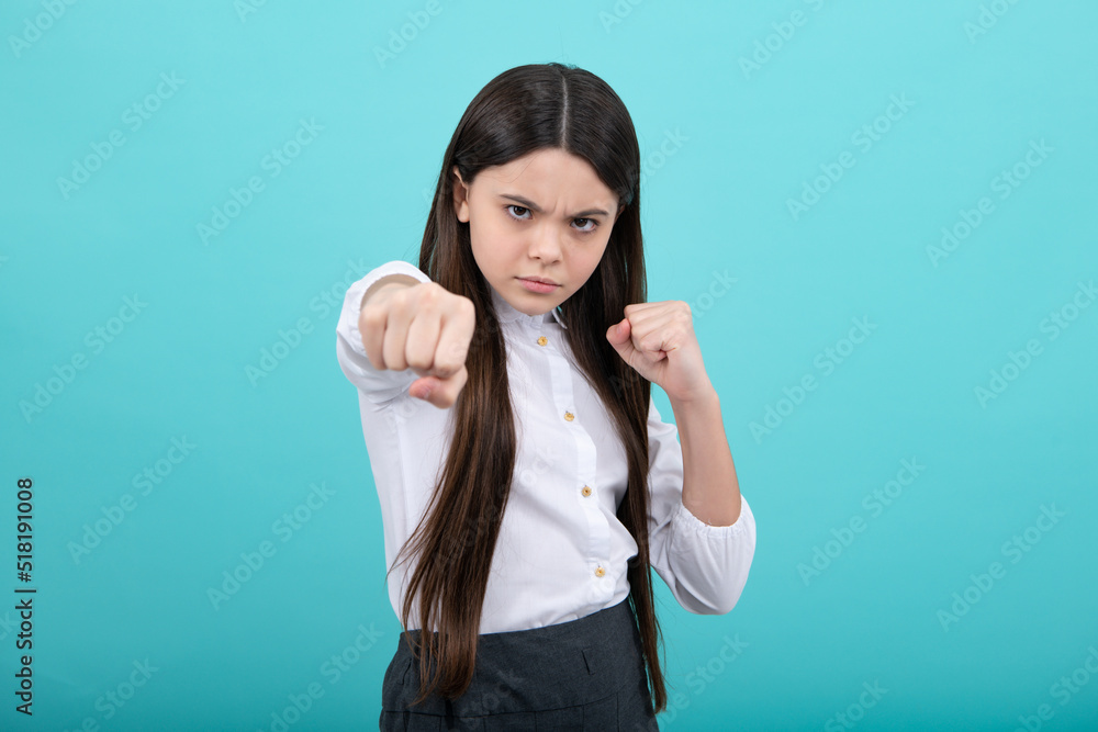 Angry face, upset emotions of teenager girl. Angry portrait young girl ...