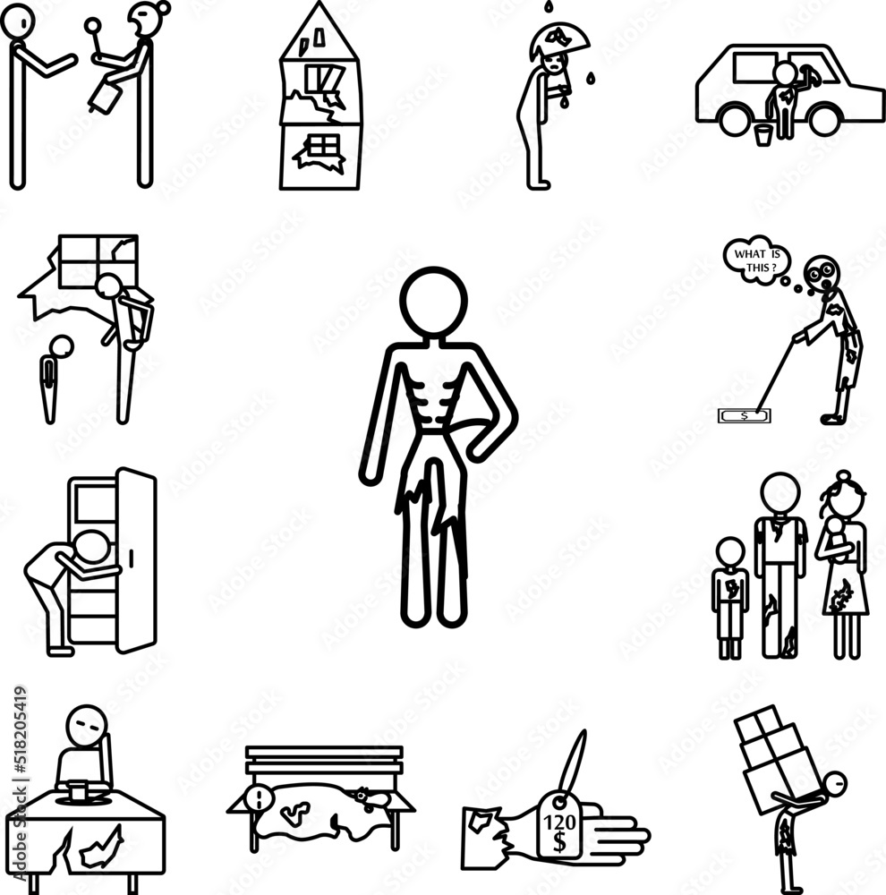 Poor man weak icon in a collection with other items Stock Vector ...
