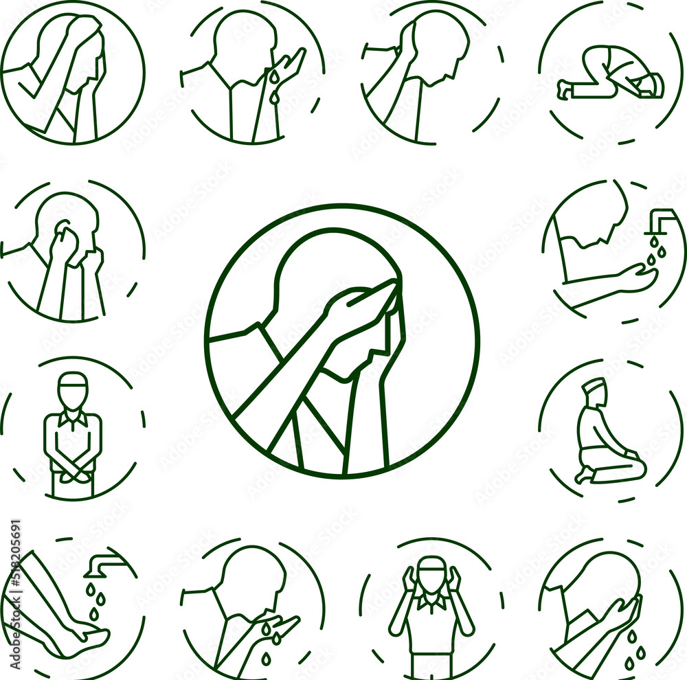 Muslim man prayer salah icon in a collection with other items Stock ...