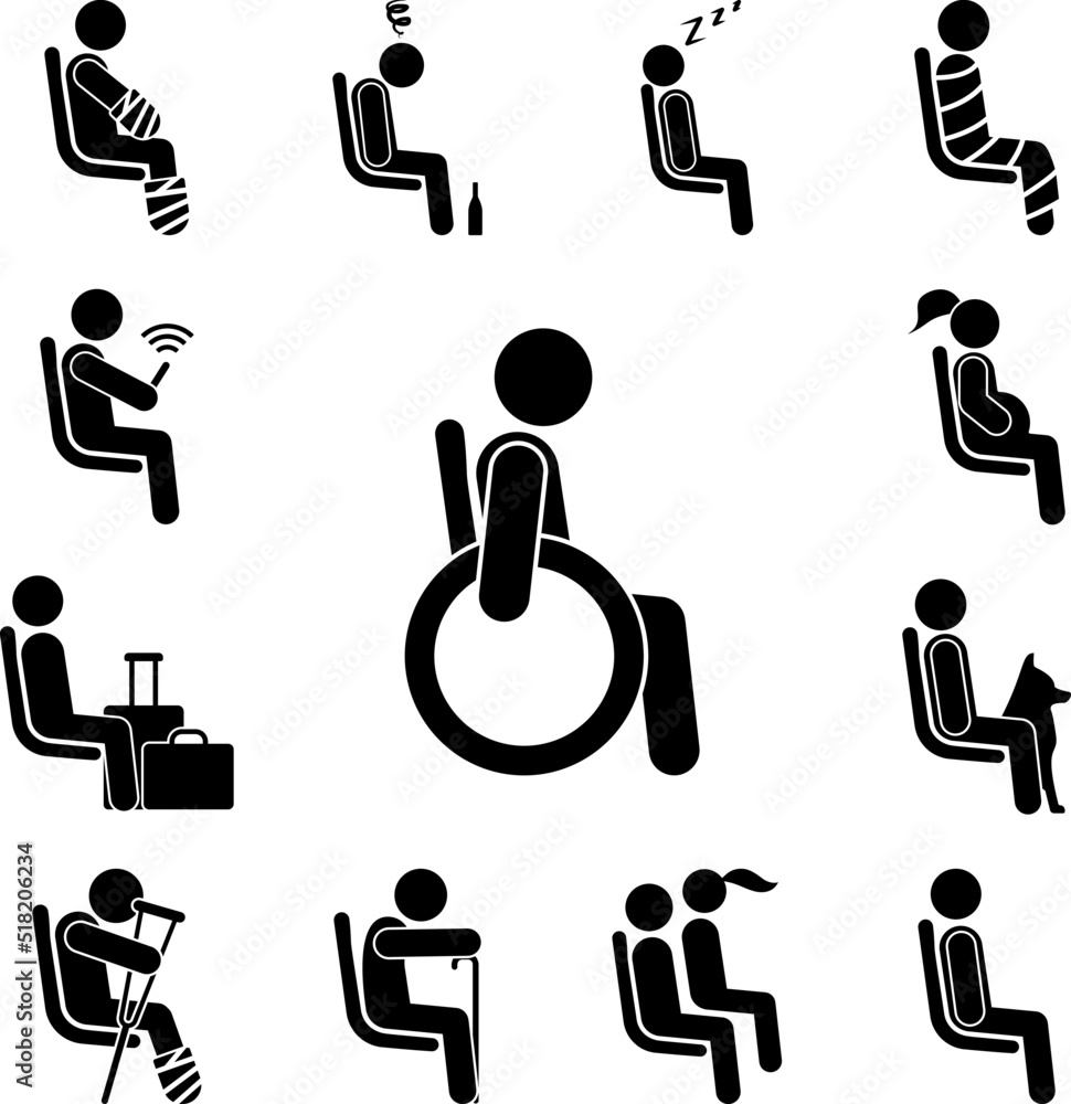seating disabled person in wheelchairplace of waiting icon in a ...