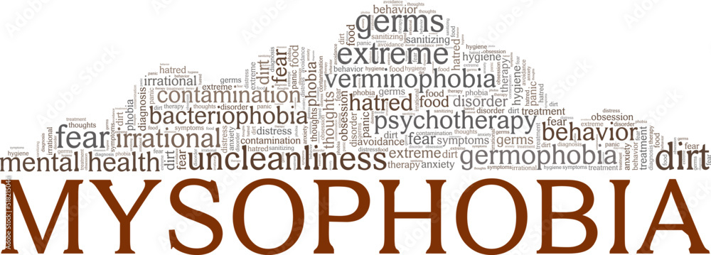 Mysophobia word cloud conceptual design isolated on white background ...