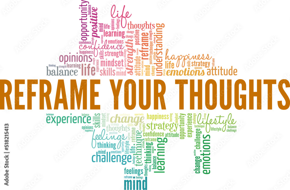 Reframe Your Thoughts word cloud conceptual design isolated on white ...