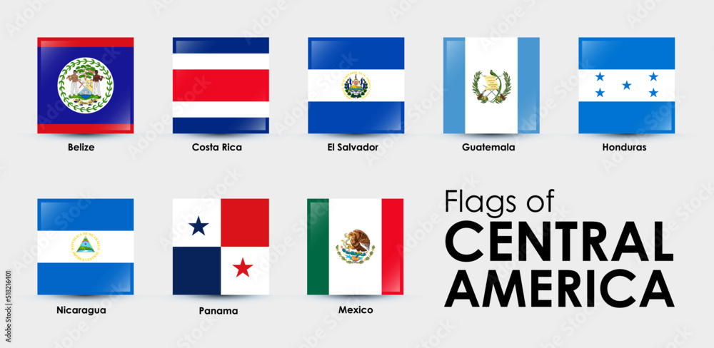 Central American Flags Images Map Of North And Central America With