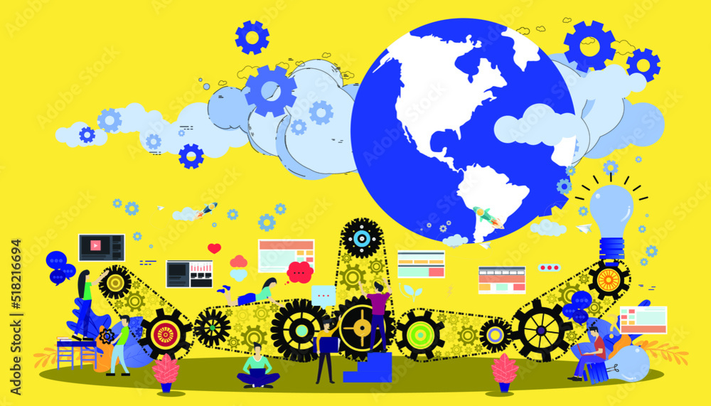 Mind Map business people climbing gear cogs wheel. Concept of Teamwork ... Mind Map business people climbing gear cogs wheel. Concept of Teamwork ...
