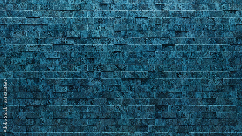 3D Tiles arranged to create a Textured wall. Rectangular, Glazed ...