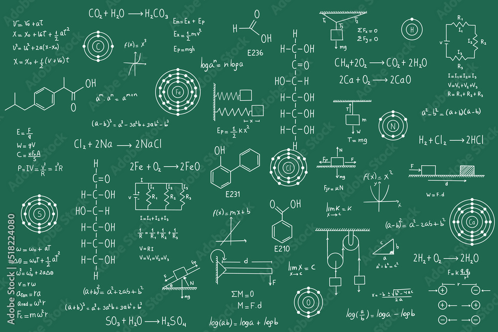 Calculus equations, algebra, organic chemistry, chemical reactions ...