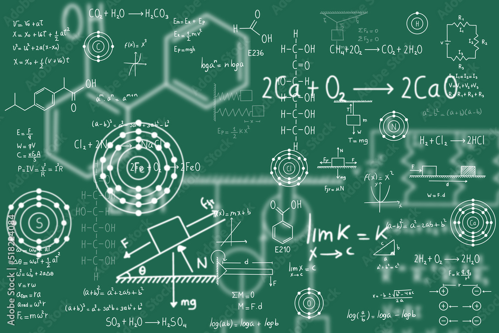 Calculus equations, algebra, organic chemistry, chemical reactions ...