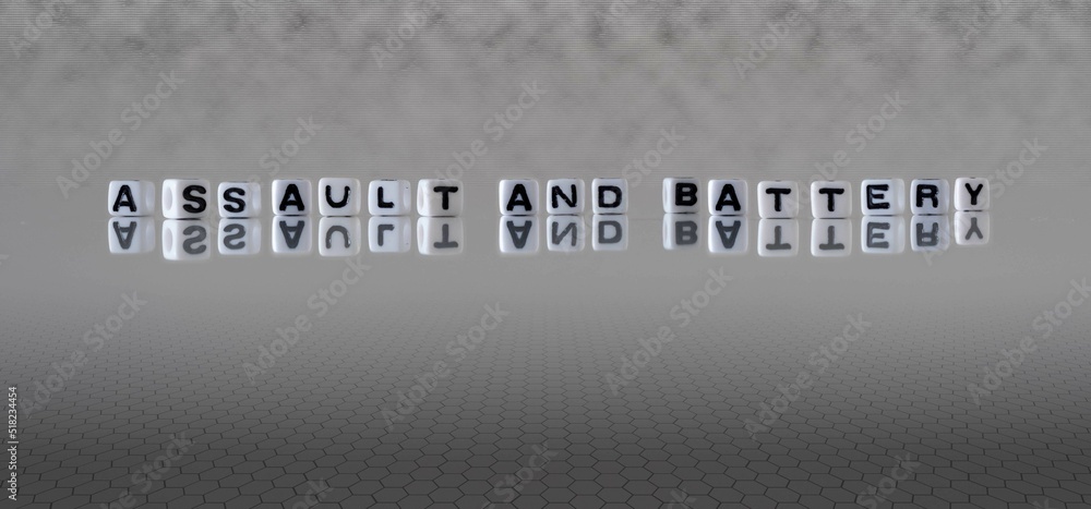 assault and battery word or concept represented by black and white ...