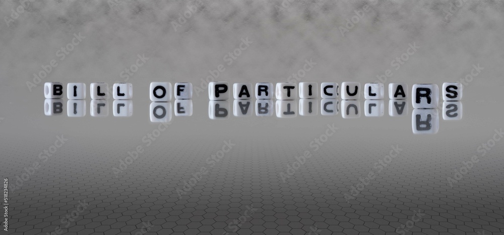 bill of particulars word or concept represented by black and white ...
