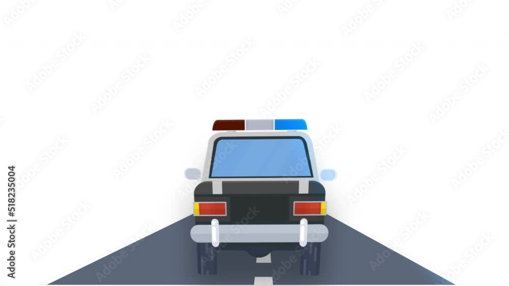 Police car. Animation of a police car chase, alpha channel. Cartoon ...