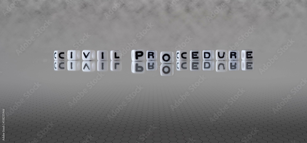 civil procedure word or concept represented by black and white letter ...