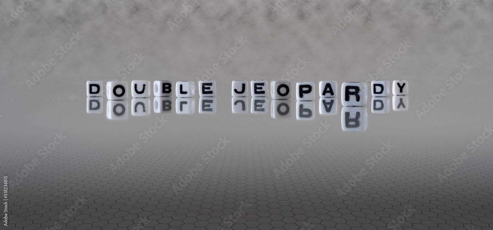 double jeopardy word or concept represented by black and white letter ...