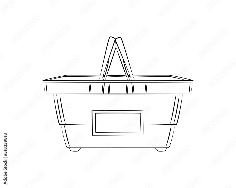 Empty plastic shopping basket. Supermarket food basket. Visiting ...
