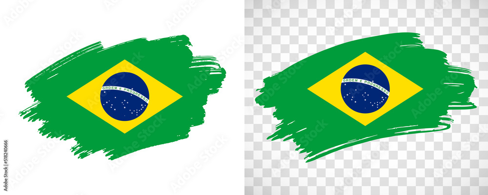 Artistic Brazil flag with isolated brush painted textured with ...