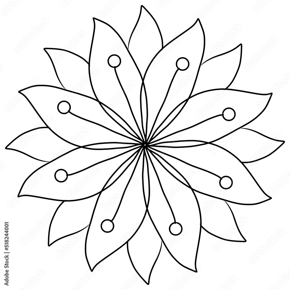 Hand Drawn Line Art Drawing of Flower.Sketch line drawing flower ...