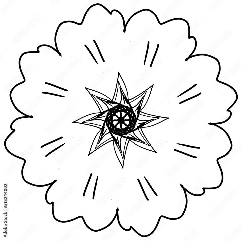 Hand Drawn Line Art Drawing of Flower.Sketch line drawing flower ...