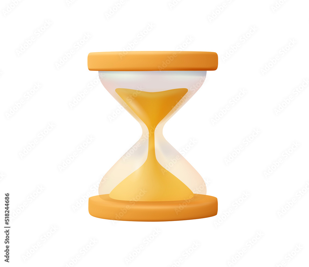 3D Clock icons, Time icon symbol vector. Golden hourglass isolated on ...