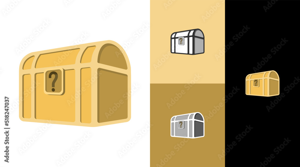 Mystery Box Treasure Chest Icon Logo Design Concept Stock Vector ...