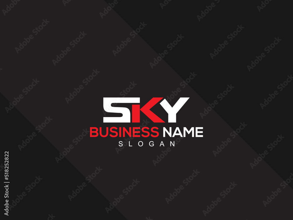 Minimalist SKY Logo Letter, Creative SK s k y Logo Icon Design With New ...