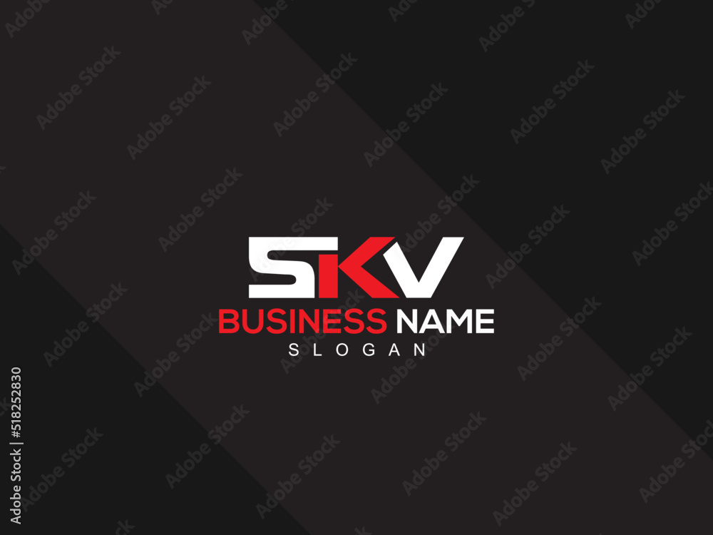 Vetor de Minimalist SKV Logo Letter, Creative SK s k v Logo Icon Design With New Unique Three ...