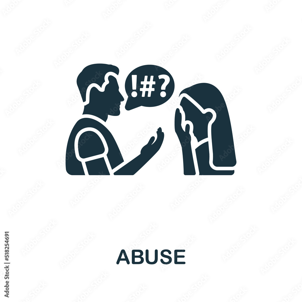 Abuse icon. Monochrome simple line Harassment icon for templates, web ...