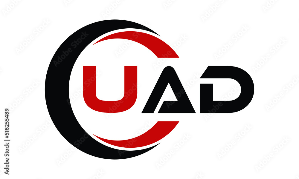 Vetor de UAD swoosh three letter logo design vector template | monogram ...