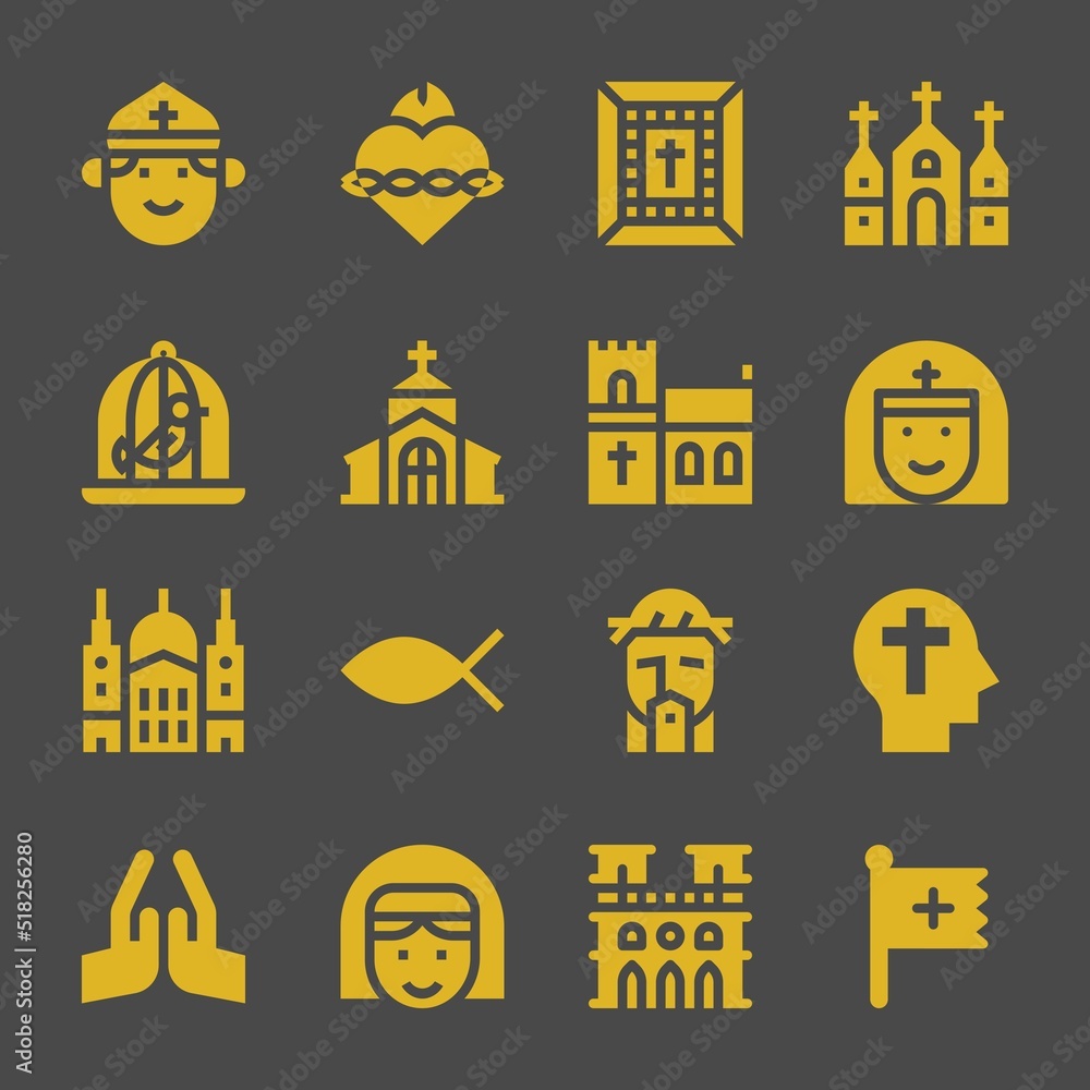 catholic web icons. Priest and Sacred heart, Church and Nun symbol ...