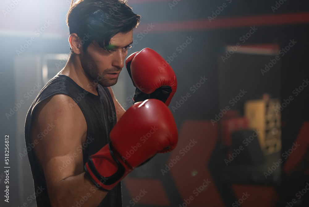 Caucasian active bodybuilder man athlete doing workout exercise in gym ...
