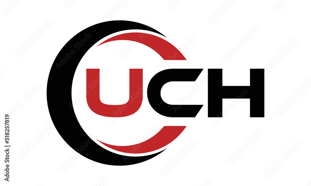 UCH swoosh three letter logo design vector template | monogram logo ...