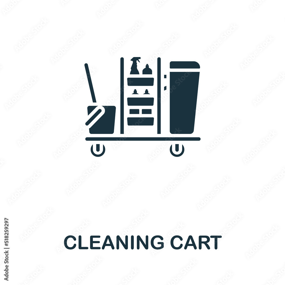Cleaning Cart icon. Monochrome simple line Housekeeping icon for ...