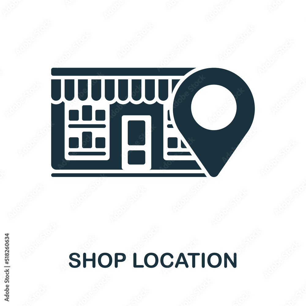 Shop Location icon. Monochrome simple line Online Store icon for ...