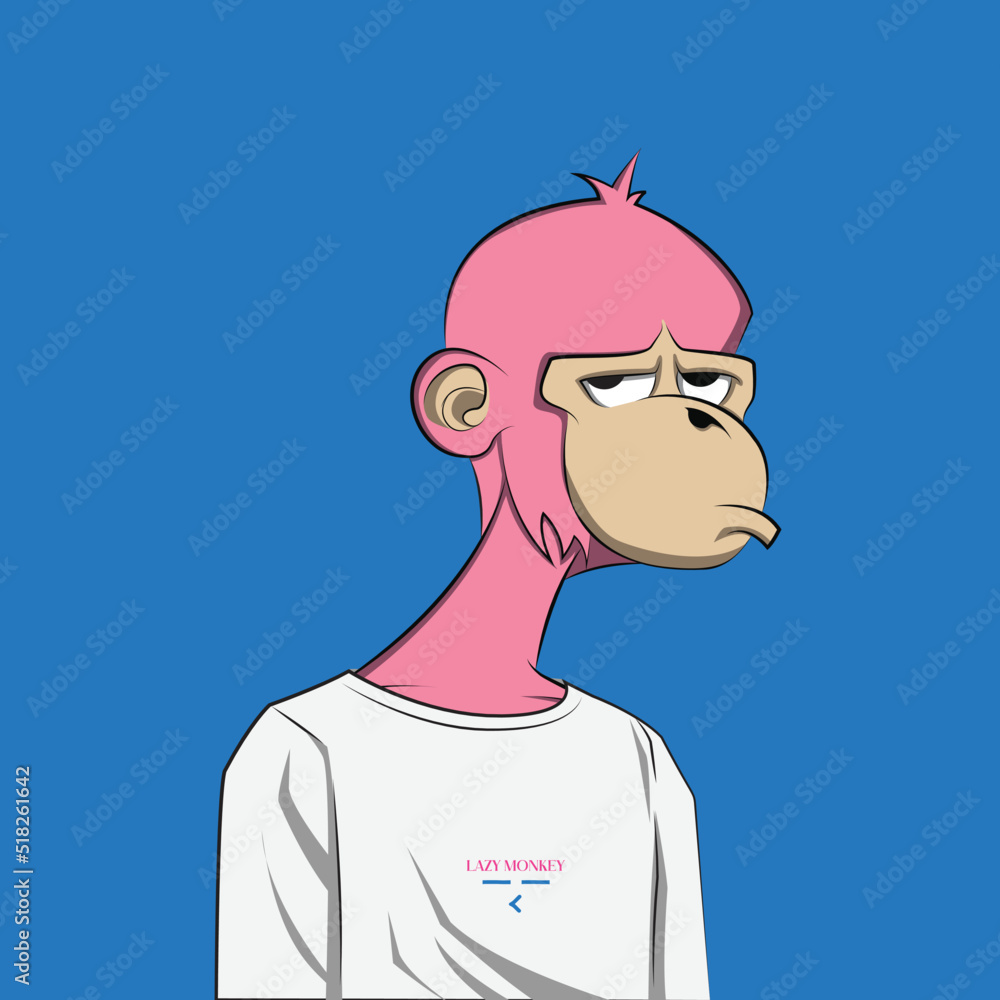 Lazy Monkey 14. Pink and Blue. illustration. vector. wallpapers. cool monkey. monkey face with ...