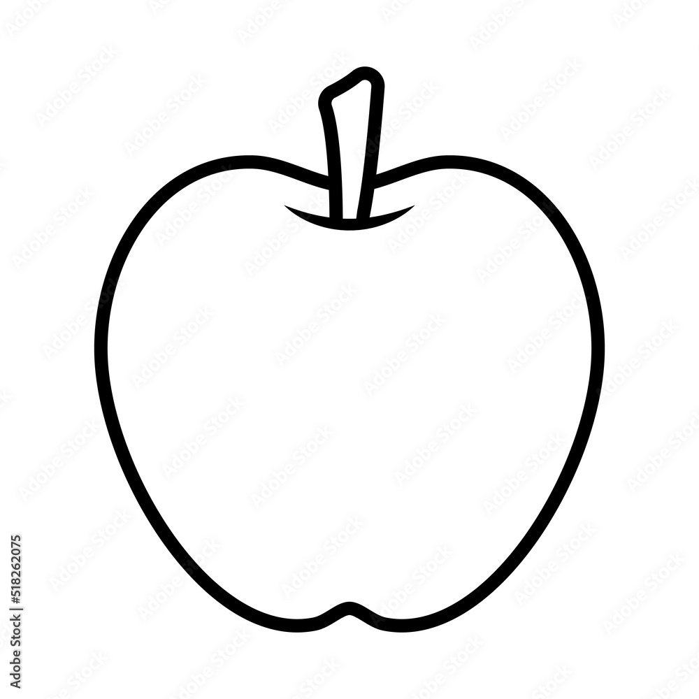 Apple Coloring Page Vector Illustration Image on White Background for ...