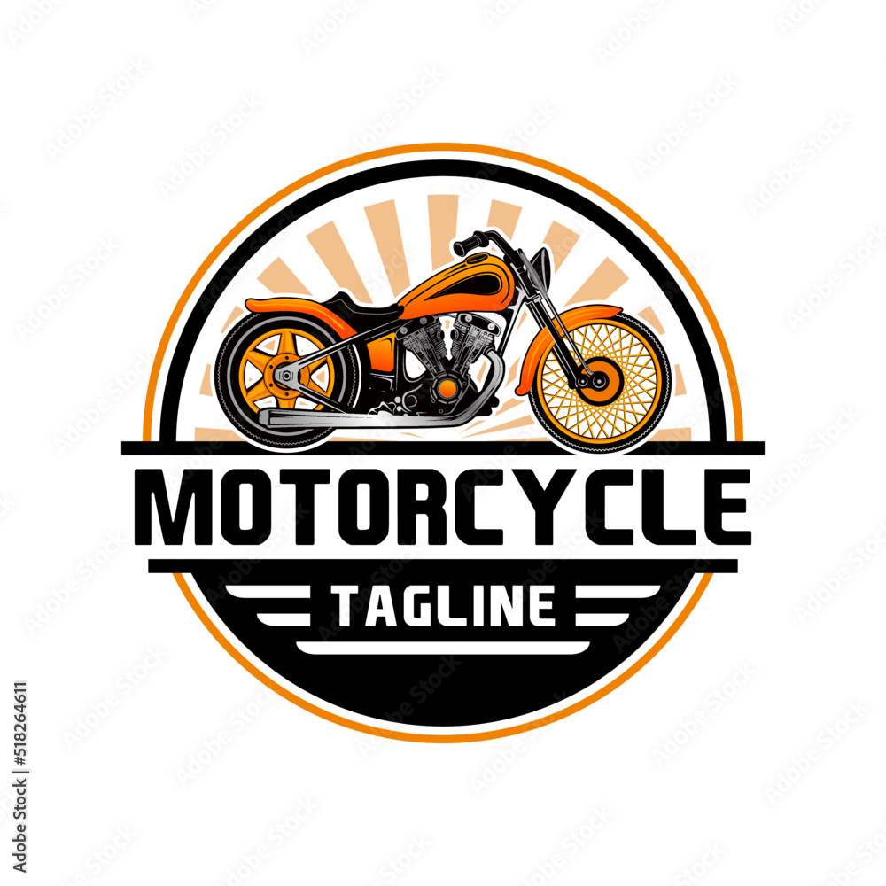 Custom motorcycle classic round vector logo with motorcycle lettering ...