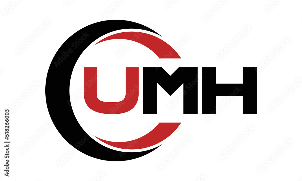 UMH swoosh three letter logo design vector template | monogram logo ...
