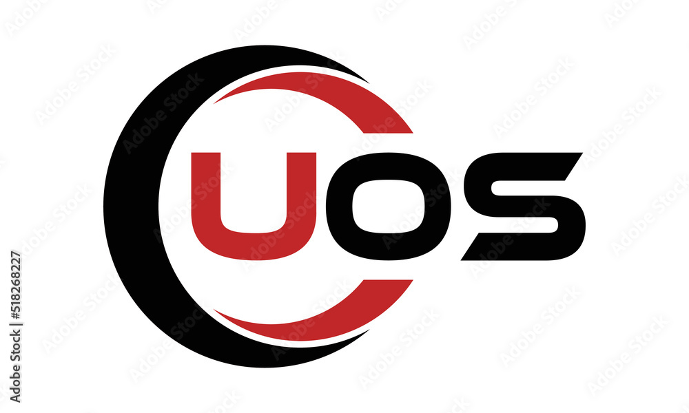 UOS swoosh three letter logo design vector template | monogram logo ...