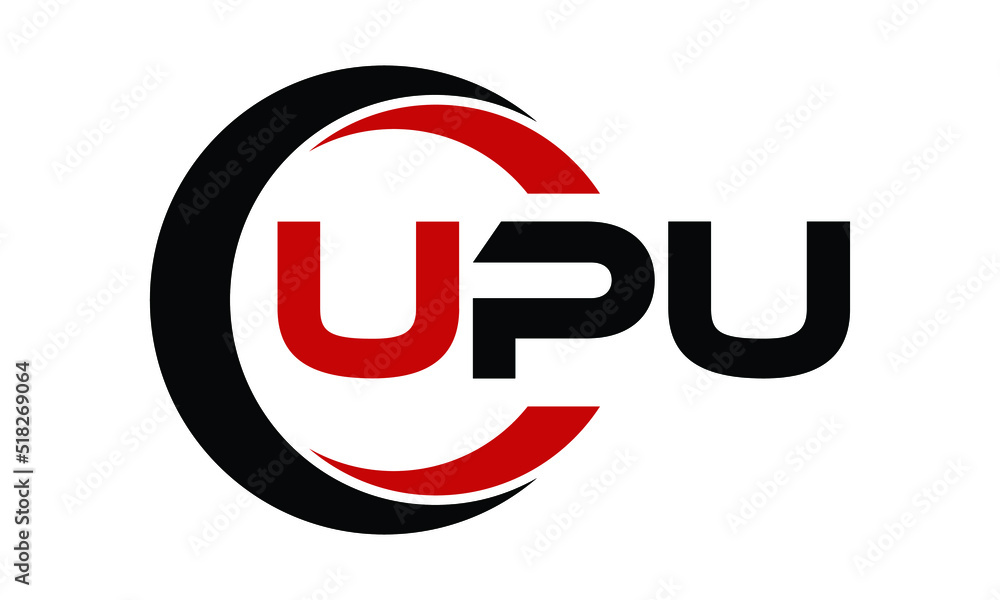 Vetor de UPU swoosh three letter logo design vector template | monogram ...