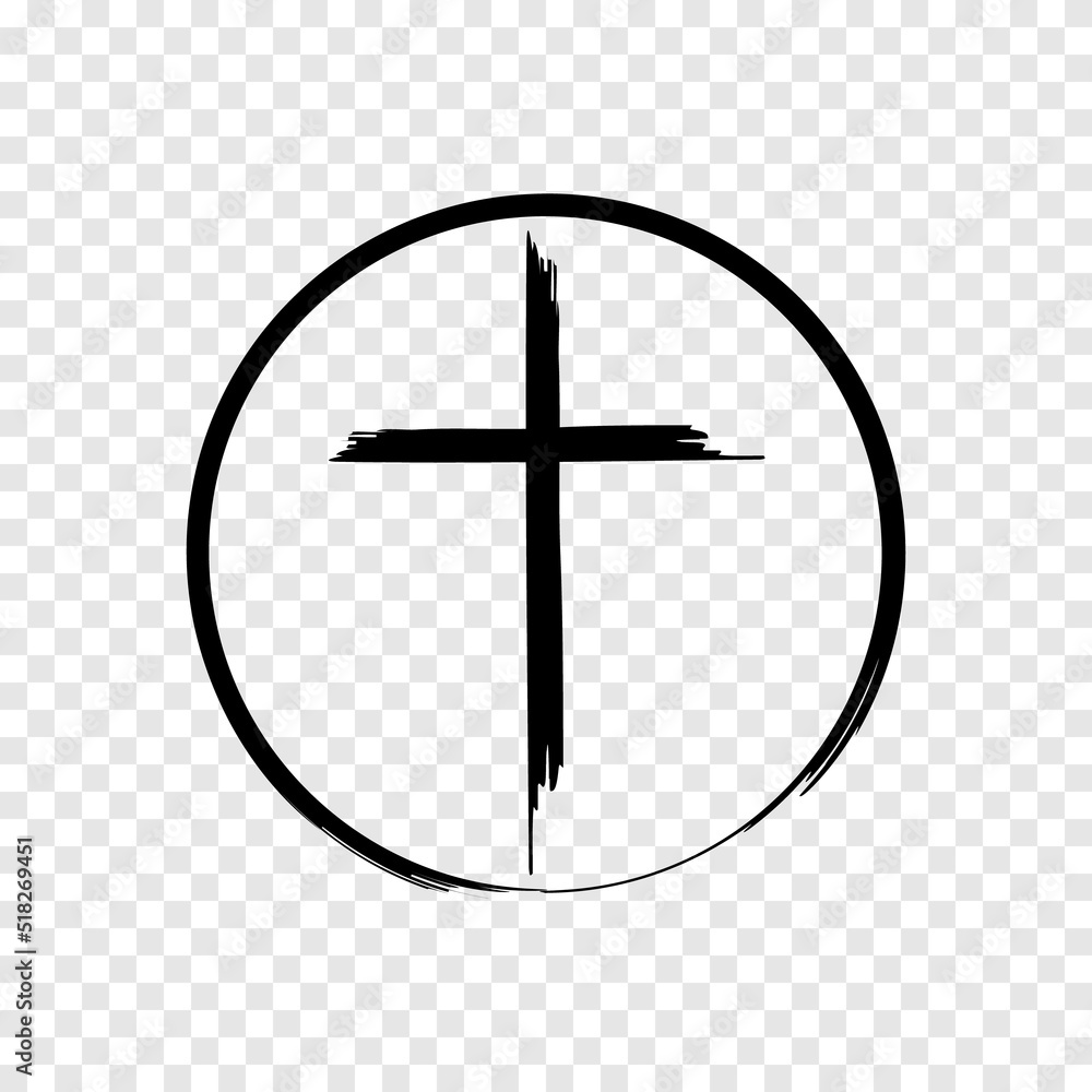 Cross icon in circle brush style Stock Vector | Adobe Stock